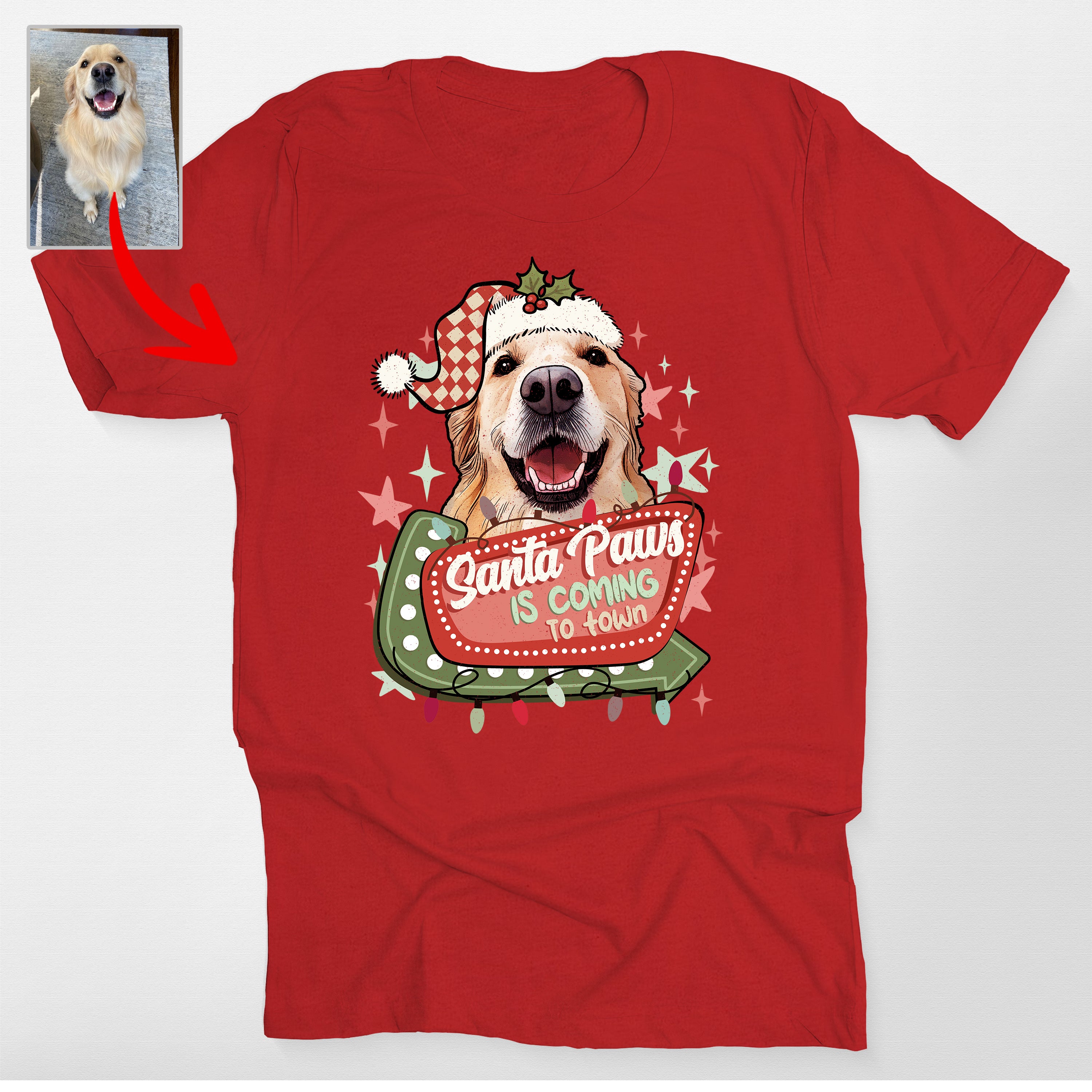Santa Paws Is Coming To Town Bella Canvas Christmas TShirt – Pawarts