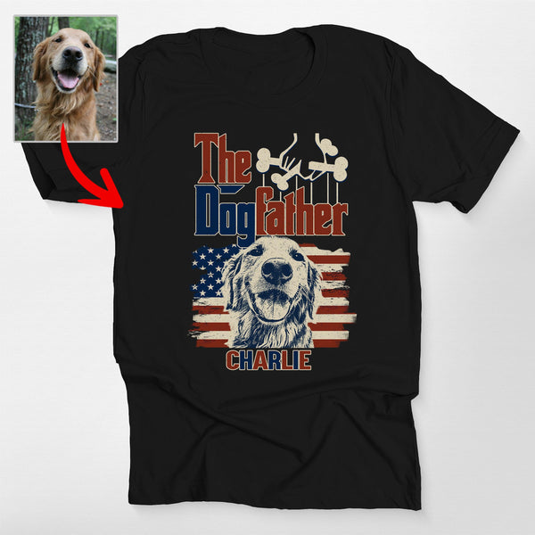 The Dogfather Custom Bella Canvas Shirt – Dog Dad Gift Tee USA Flag ...